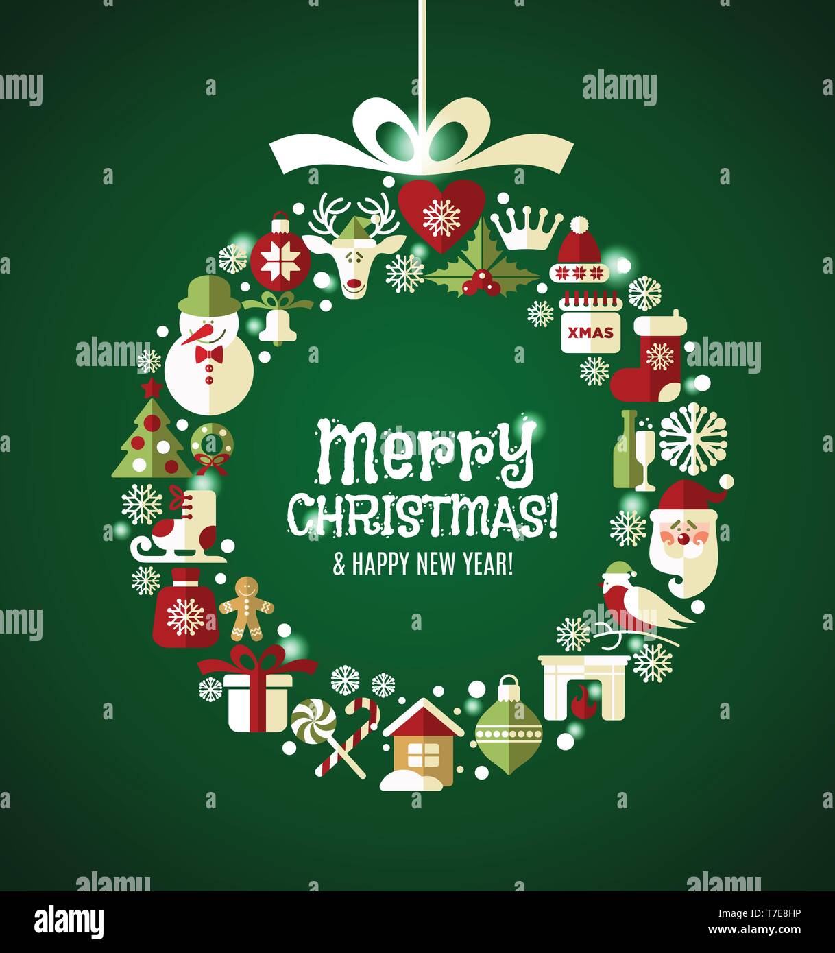 Christmas illustration. Vector set of icons Stock Vector Image & Art ...