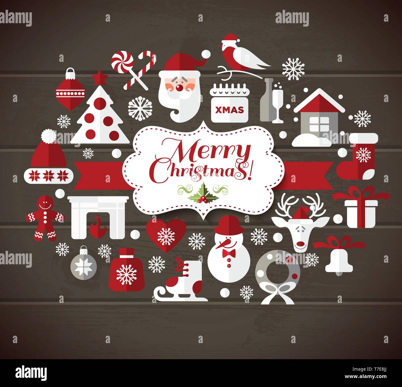 Christmas illustration. Vector set of icons Stock Vector Image & Art ...