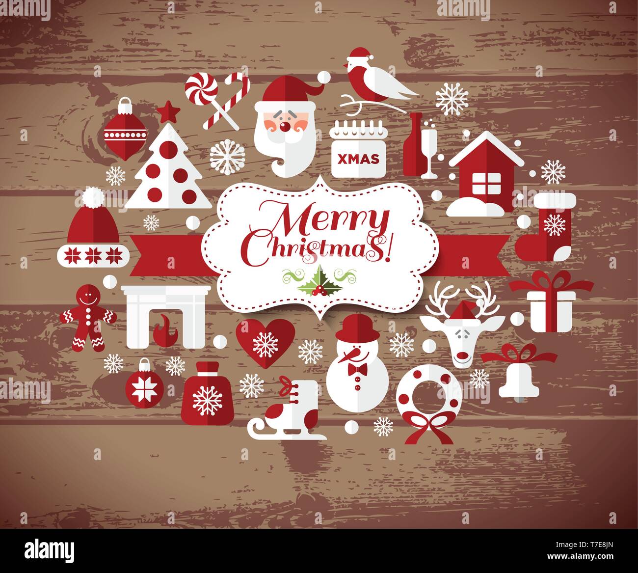 Christmas illustration. Vector set of icons Stock Vector Image & Art ...