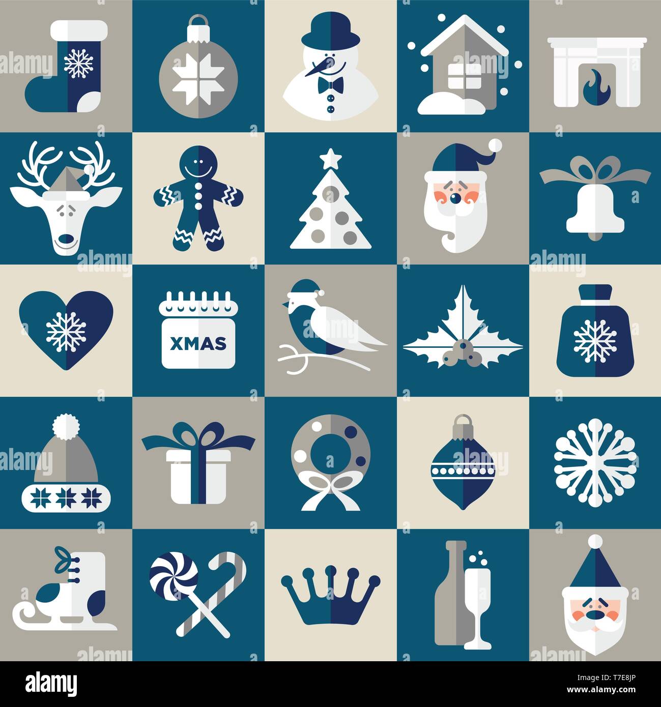 Christmas illustration. Vector set of icons Stock Vector Image & Art ...