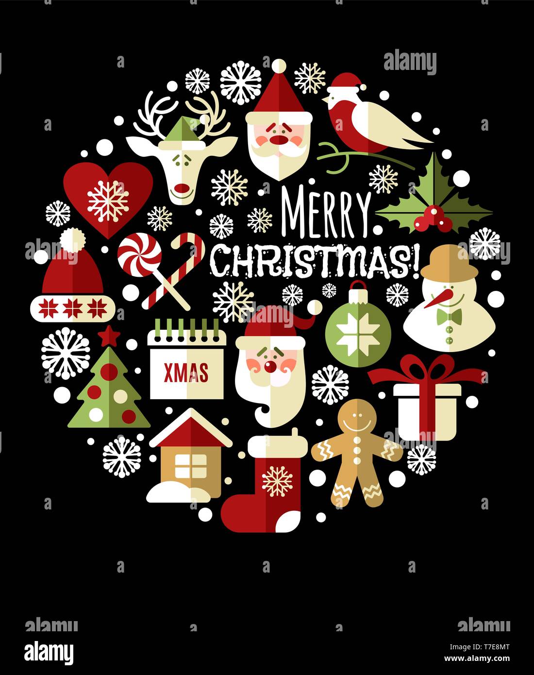 Christmas illustration. Vector set of icons Stock Vector Image & Art ...