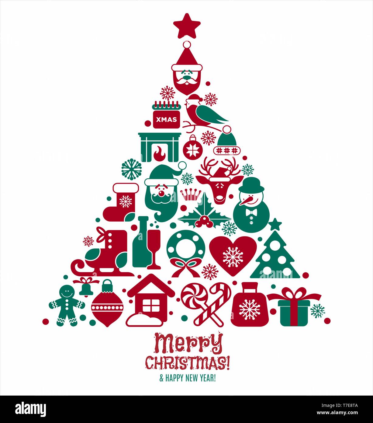 Christmas illustration. Vector set of icons Stock Vector Image & Art ...