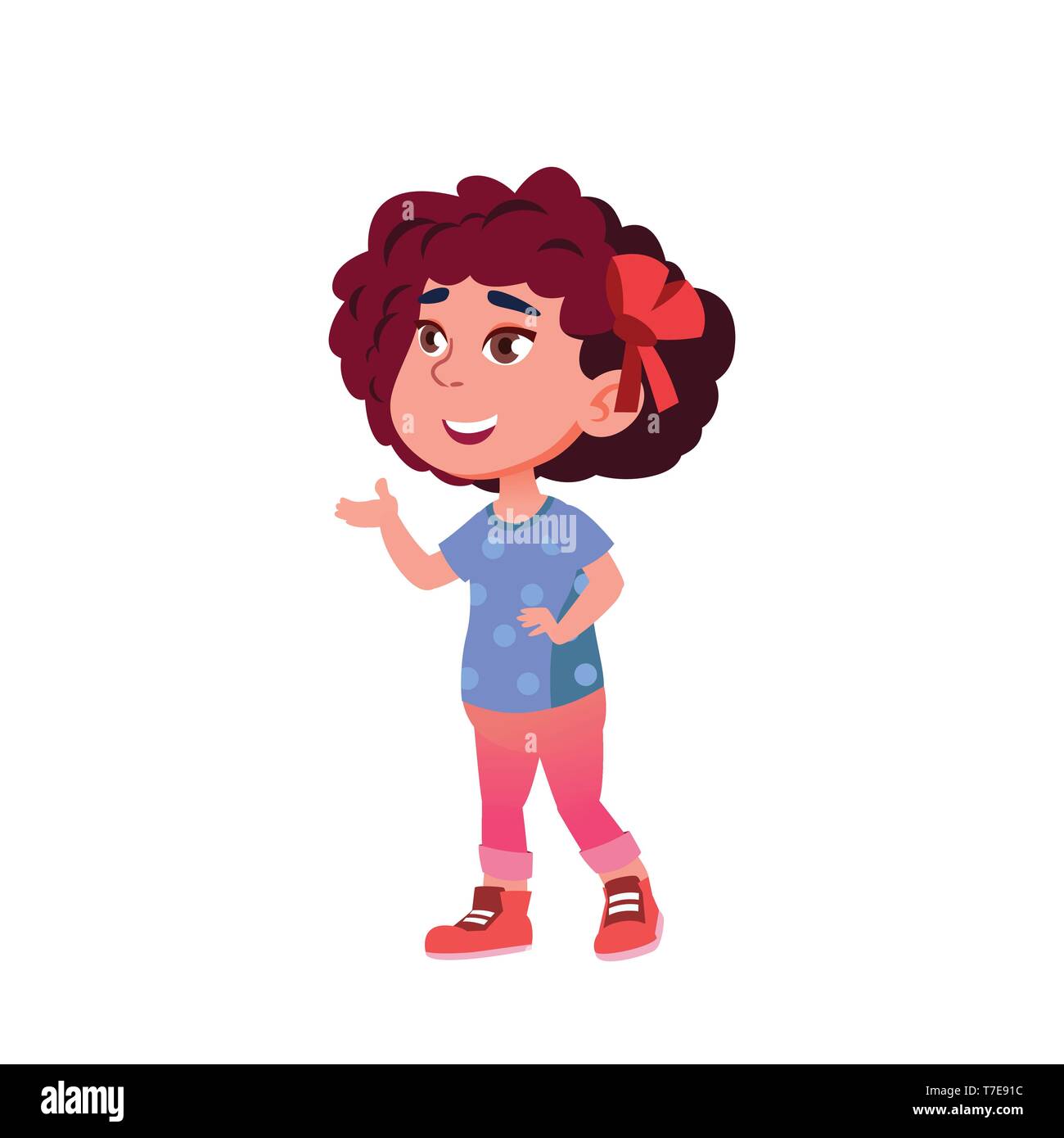 Caucasian Child Girl Cartoon Isolated Vector Illustration Stock Vector ...