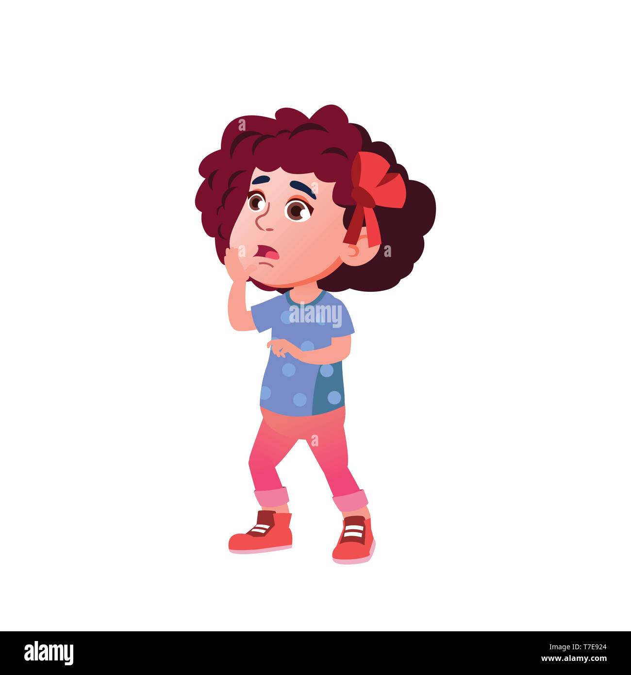 Caucasian Child Girl Cartoon Isolated Vector Illustration Stock Vector ...