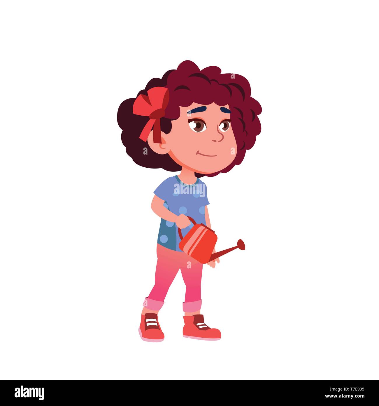 Caucasian Child Girl Cartoon Isolated Vector Illustration Stock Vector ...