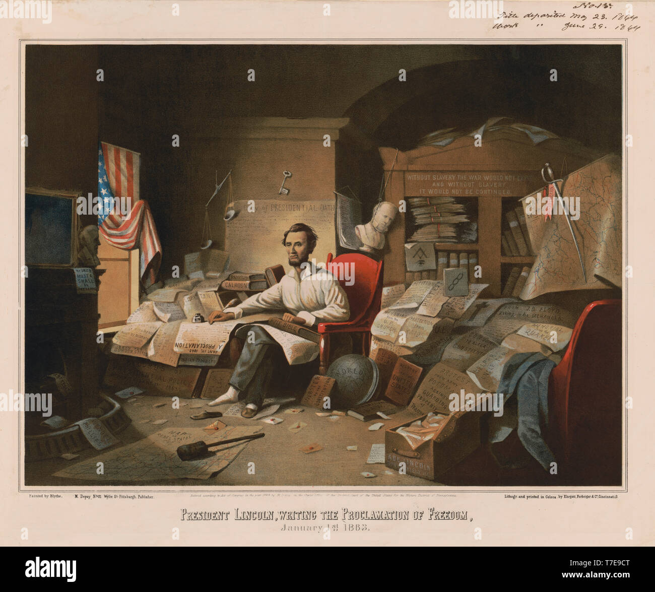 Abraham Lincoln, Writing the Proclamation of Freedom, January 1, 1863 ...