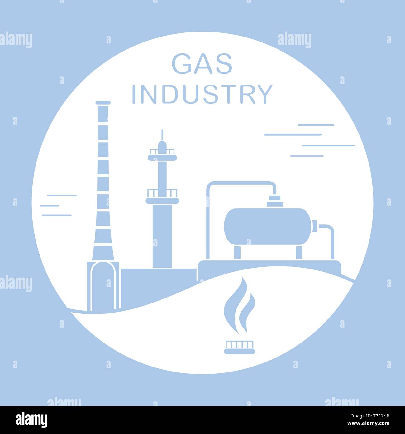Vector illustration with equipment for gas production. Gas industry ...