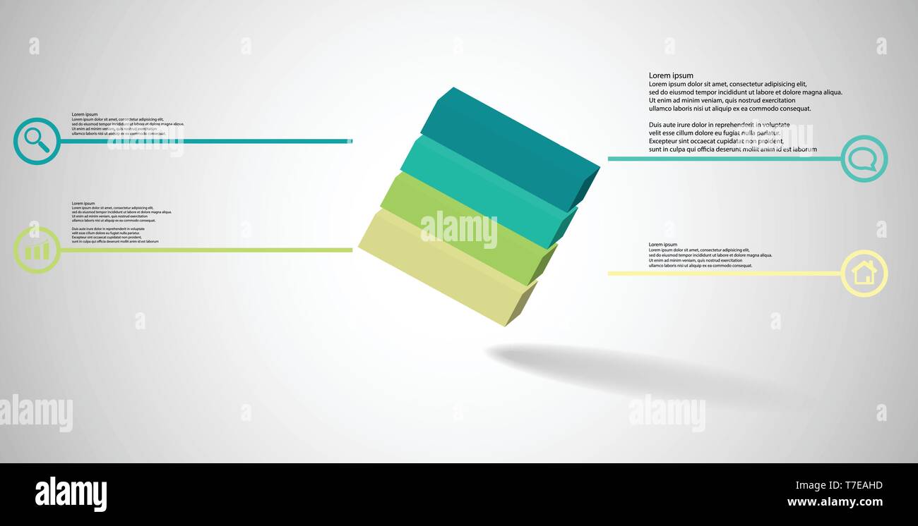 3D illustration infographic template with embossed cube askew arranged ...