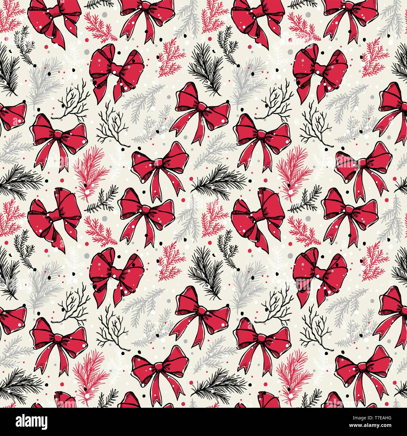 Christmas seamless seasons pattern with christmas bows Stock Vector ...