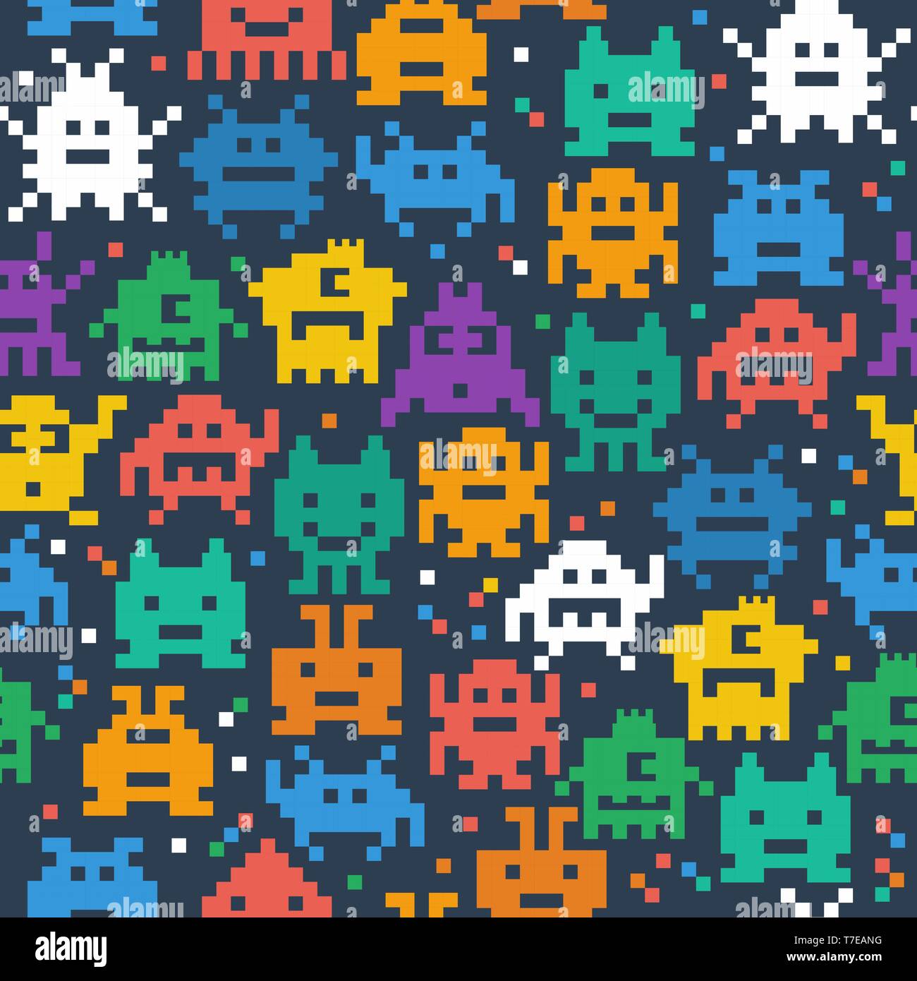 Set of cheerful and kind pixel monsters Stock Vector Image & Art - Alamy