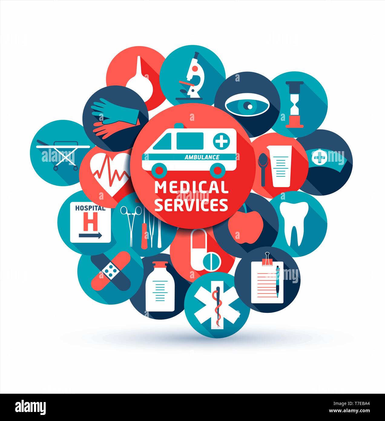 Medical and health vector illustration. Set of flat medical icons Stock ...