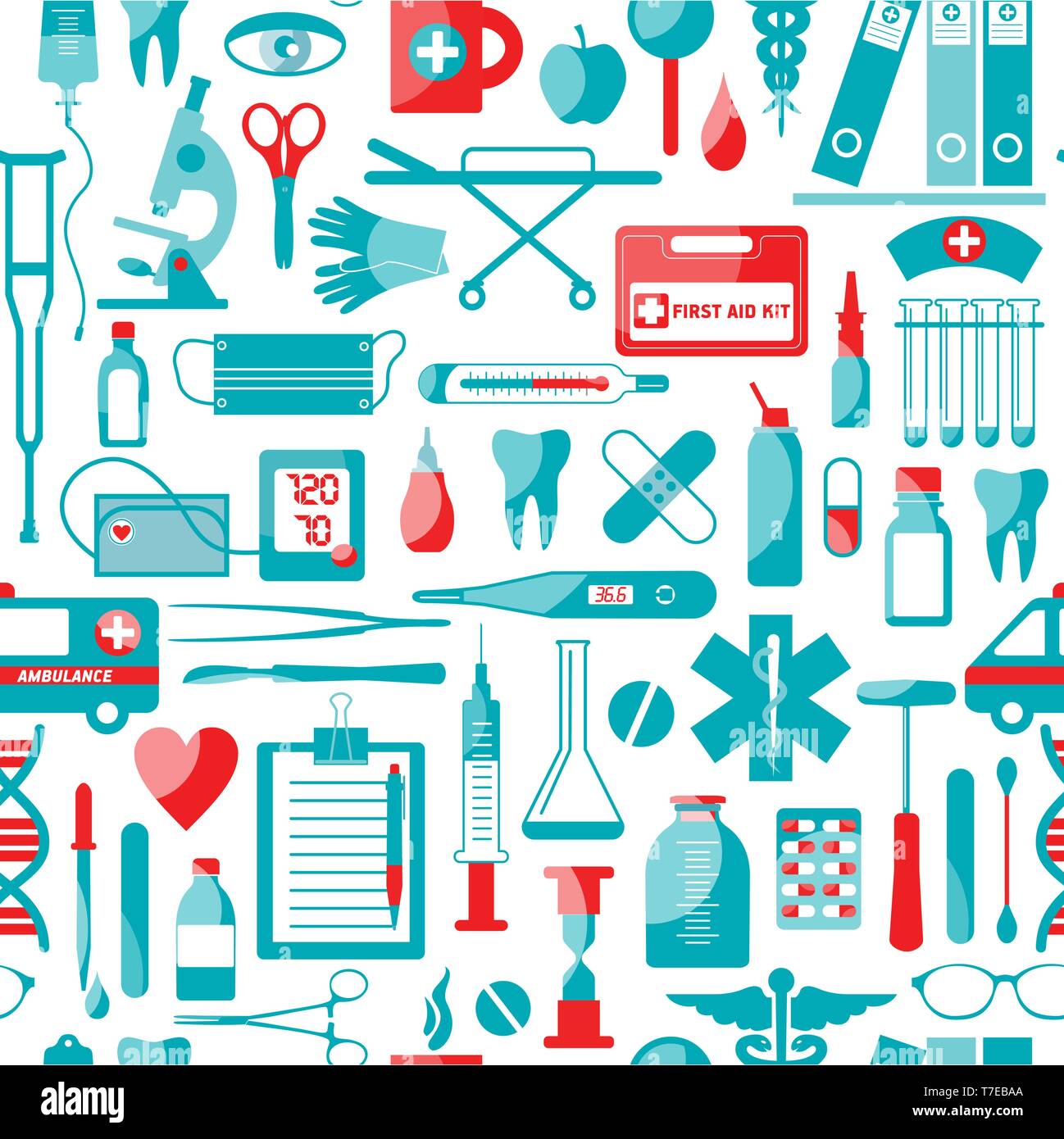 Medical and health seamless pattern. Color vector texture Stock Vector ...