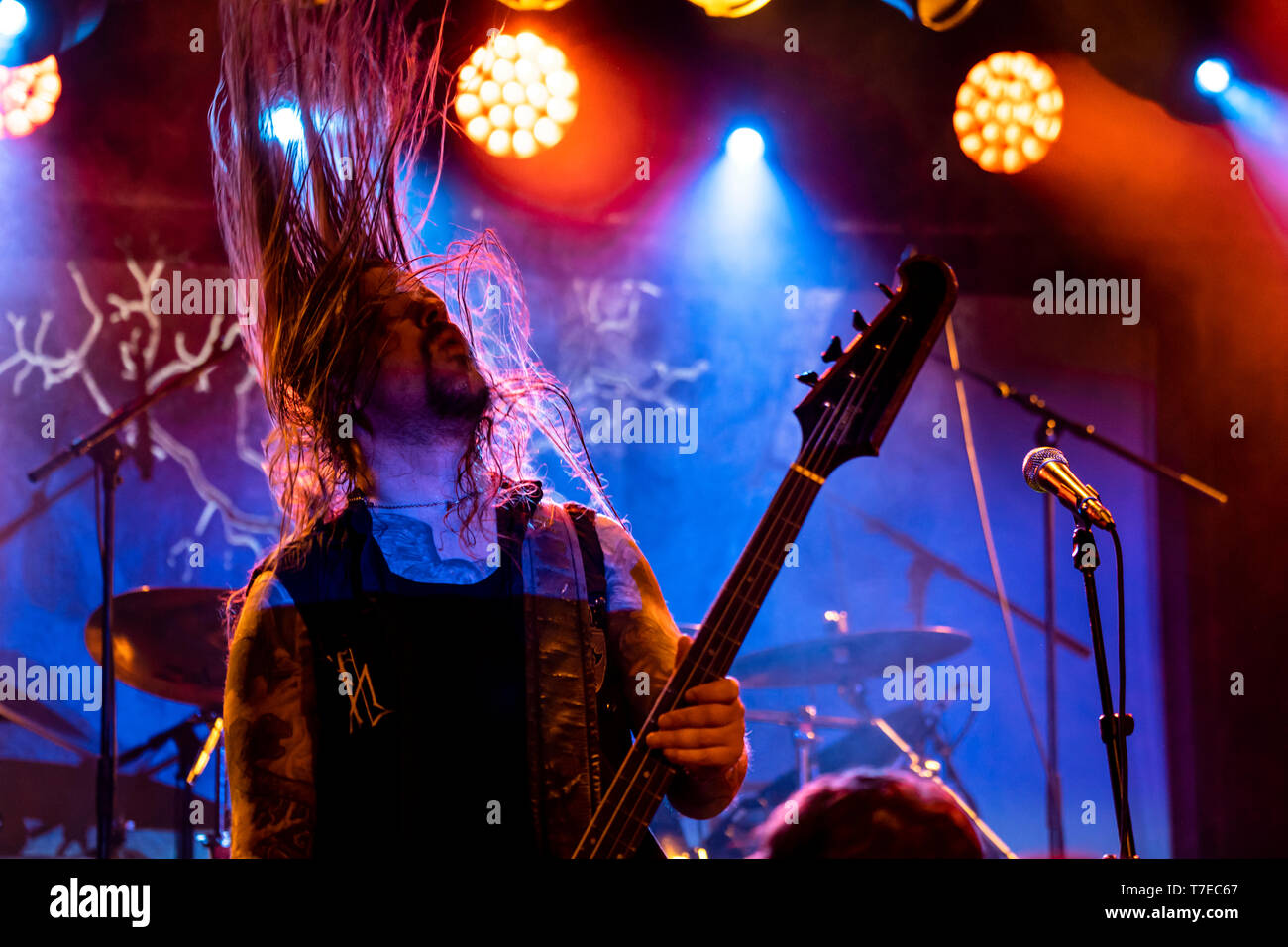 Norway, Bergen - April 13, 2019. The Norwegian black metal band Helheim ...
