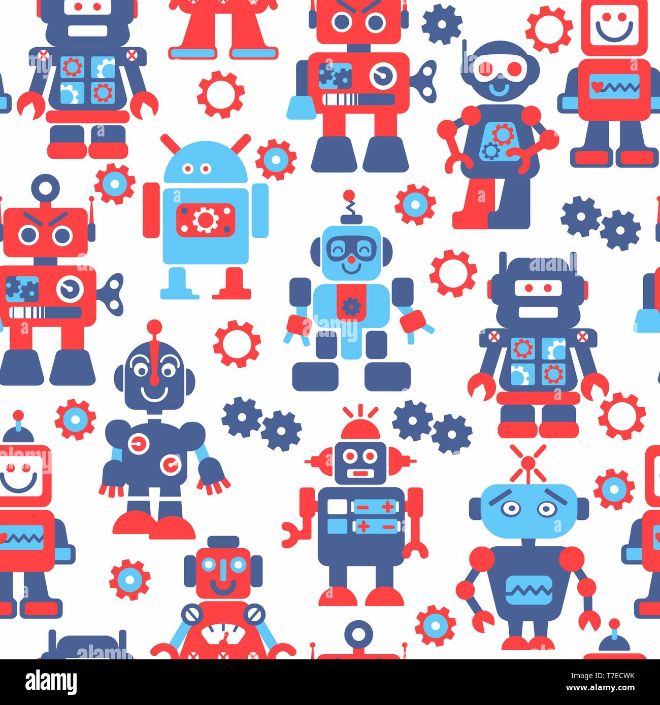 Robotrs color seamless pattern on white background Stock Vector Image ...