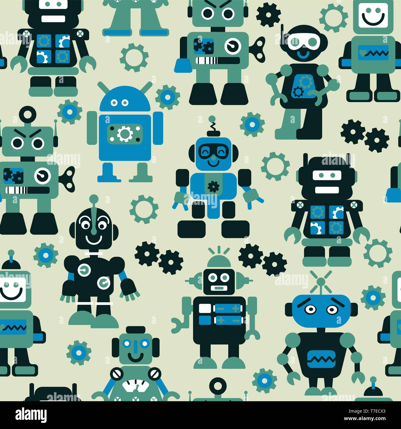 Robots color seamless pattern Stock Vector Image & Art - Alamy