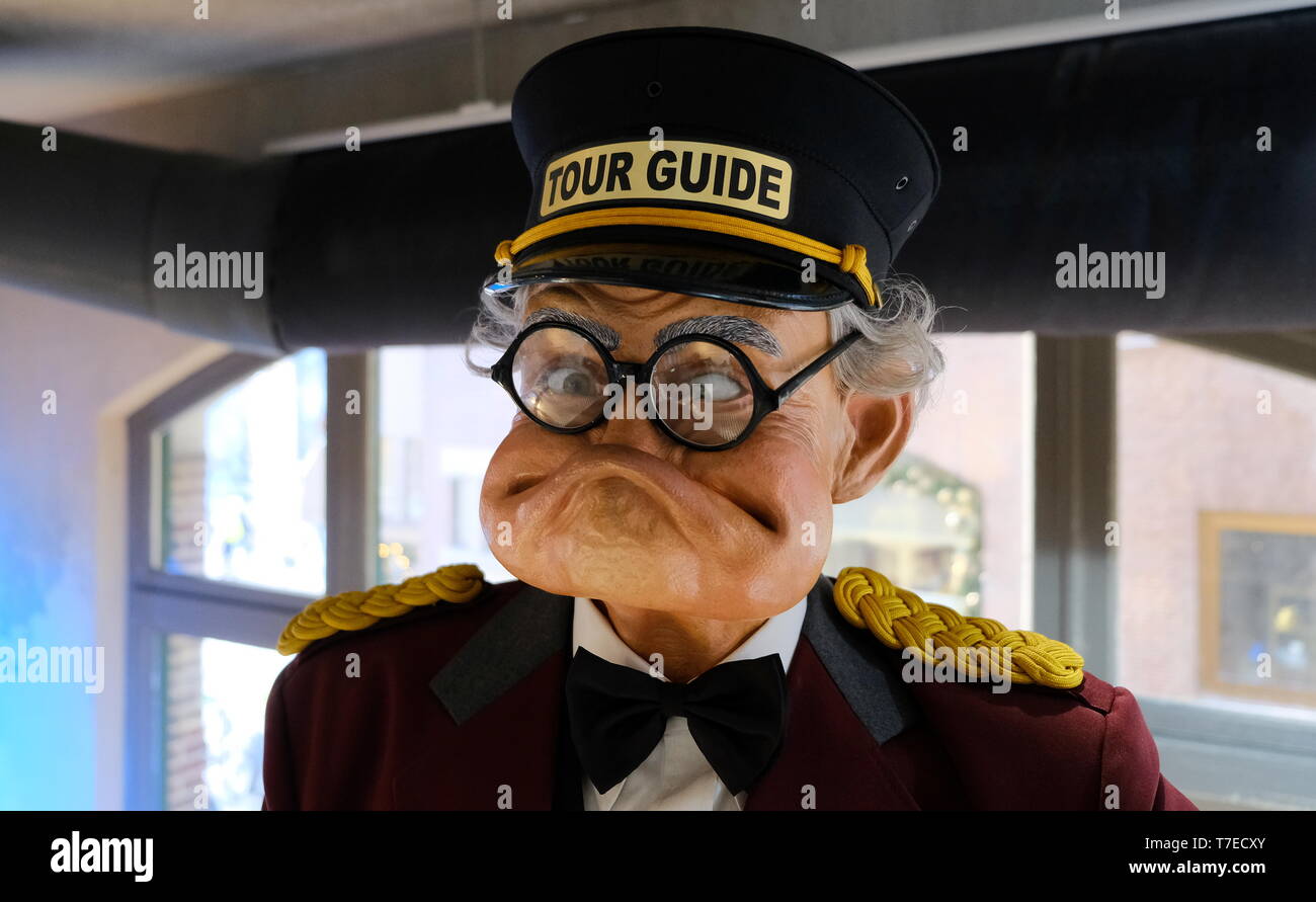 life size model of an old comic tour guide in a museum in amsterdam ...