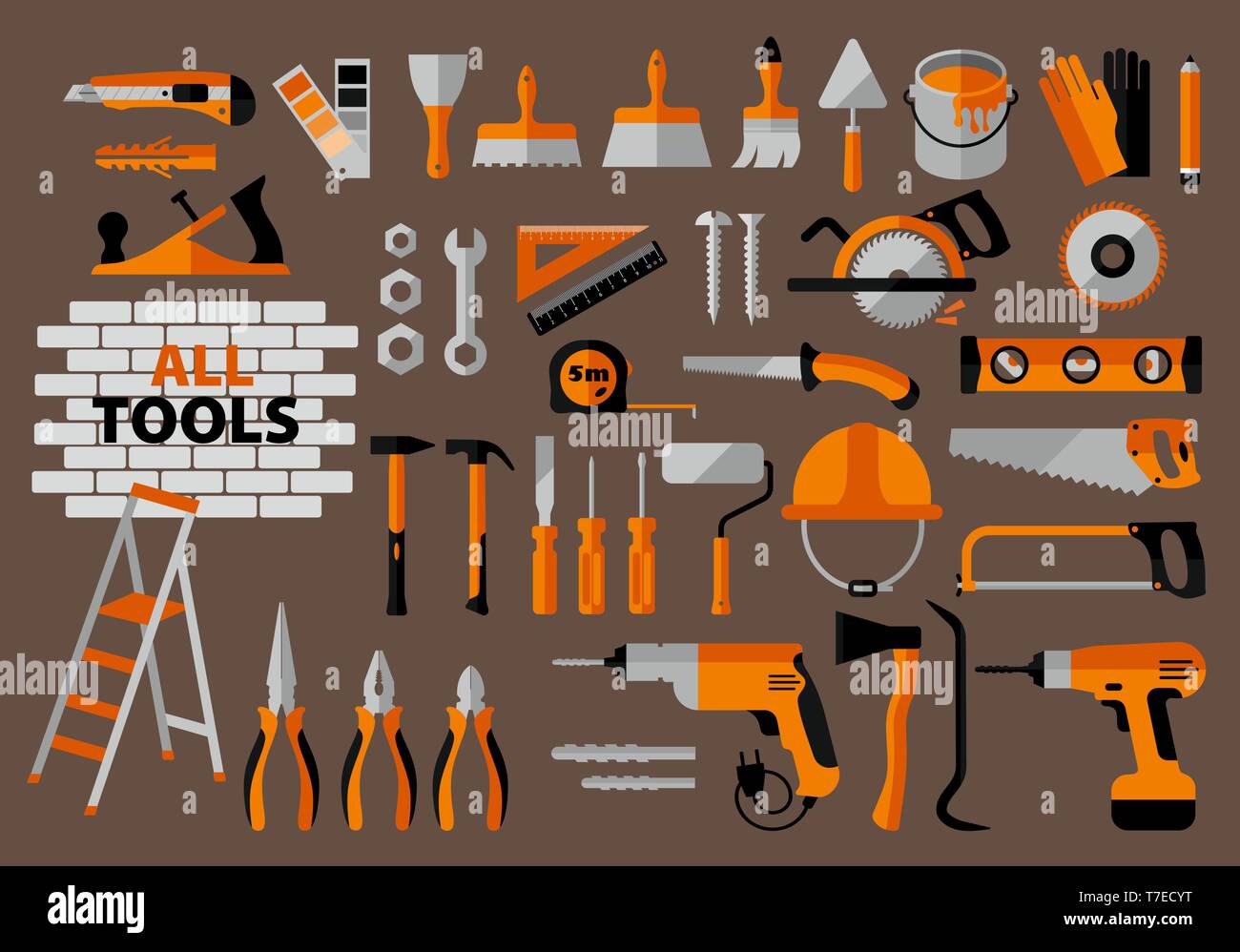 Buildings tools icons set. Flat design symbols Stock Vector Image & Art ...