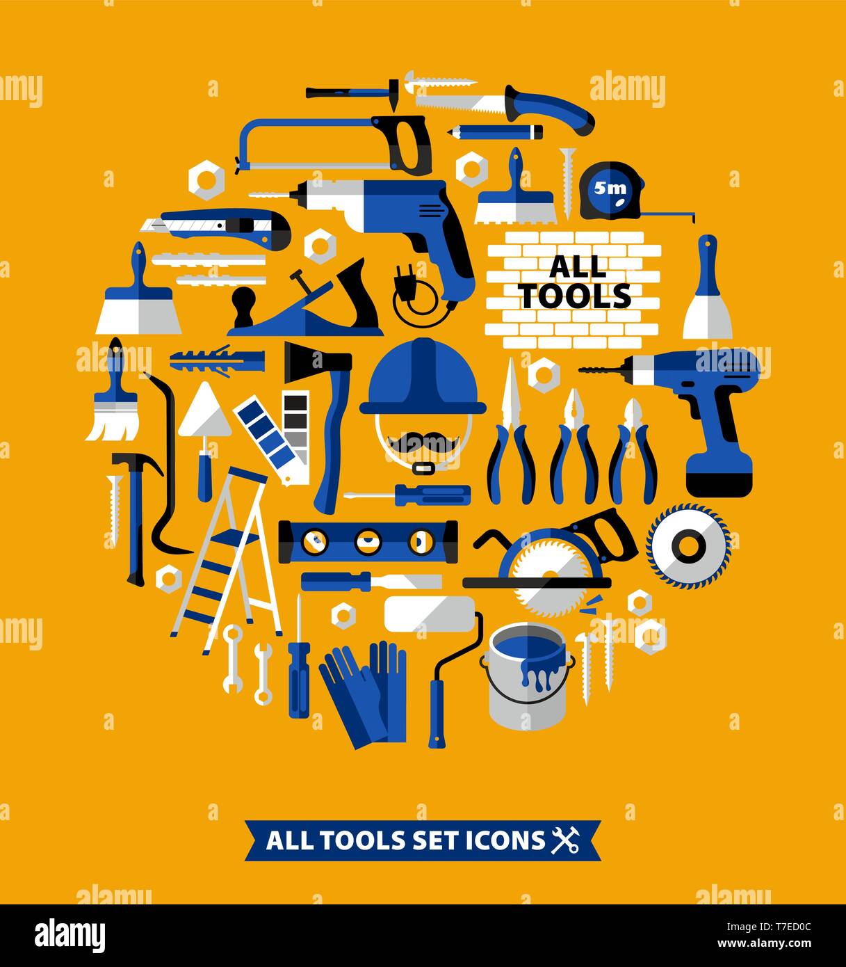 Buildings tools icons set. Flat design symbols Stock Vector Image & Art ...