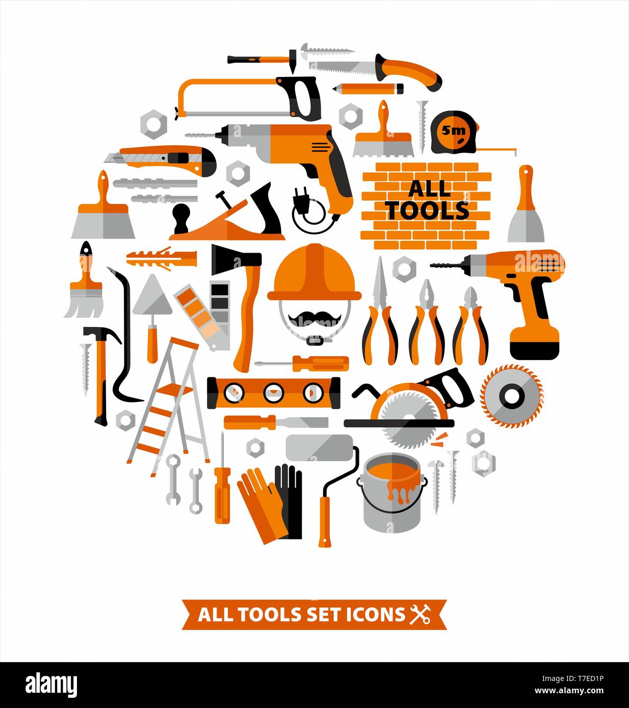 Buildings tools icons set. Flat design symbols Stock Vector Image & Art ...