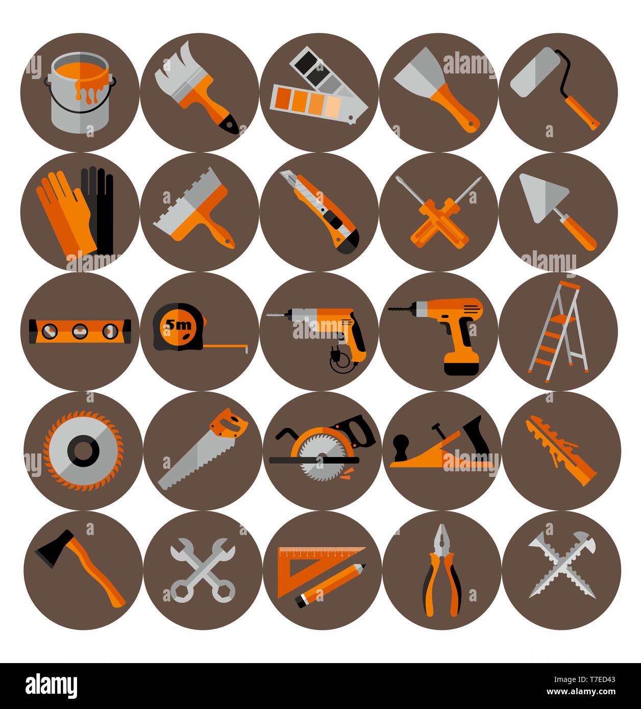 Buildings tools icons set. Flat design symbols Stock Vector Image & Art ...