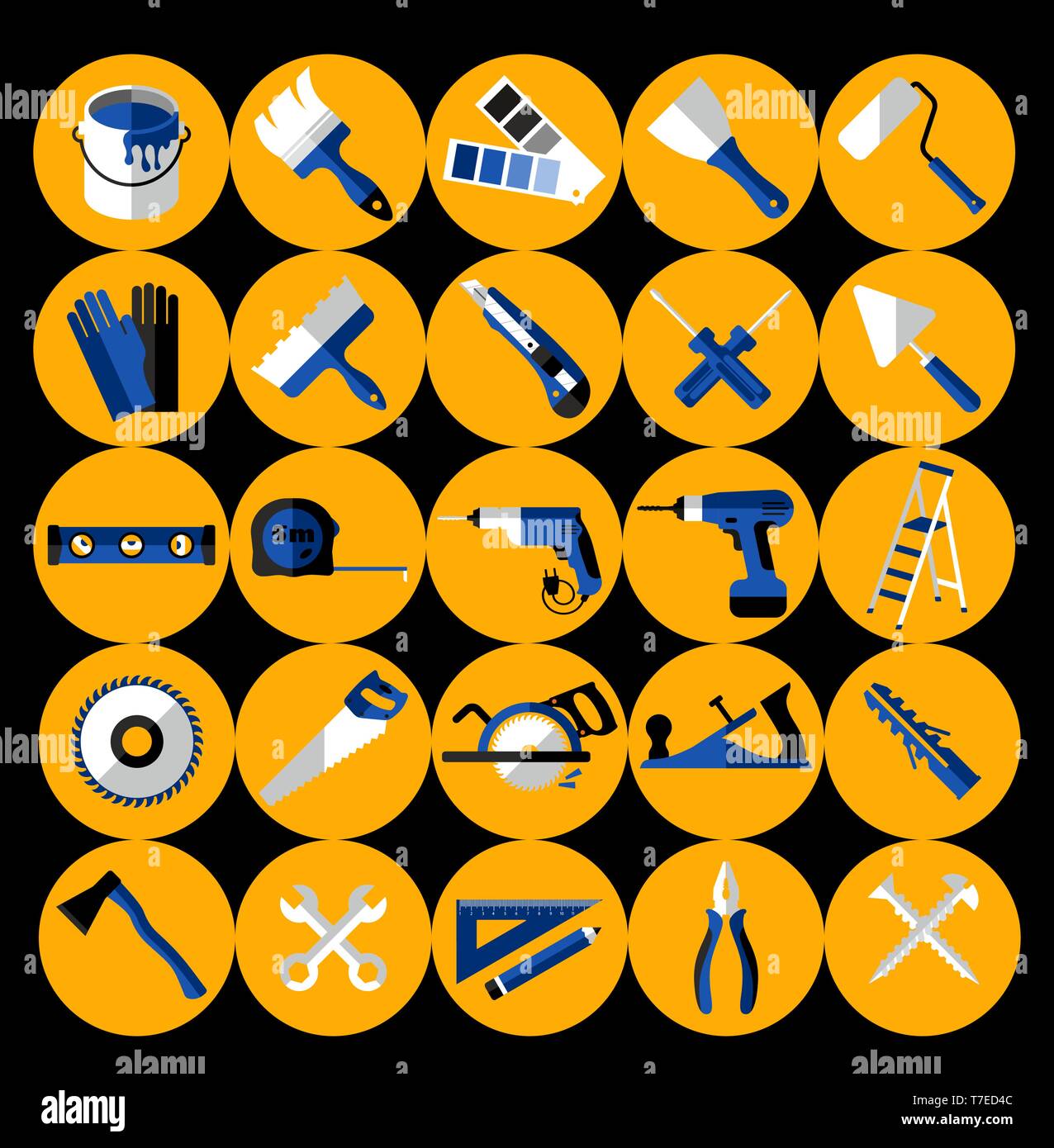 Buildings tools icons set. Flat design symbols Stock Vector Image & Art ...