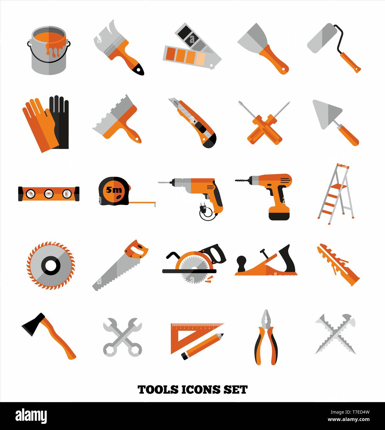 Buildings tools icons set. Flat design symbols Stock Vector Image & Art ...