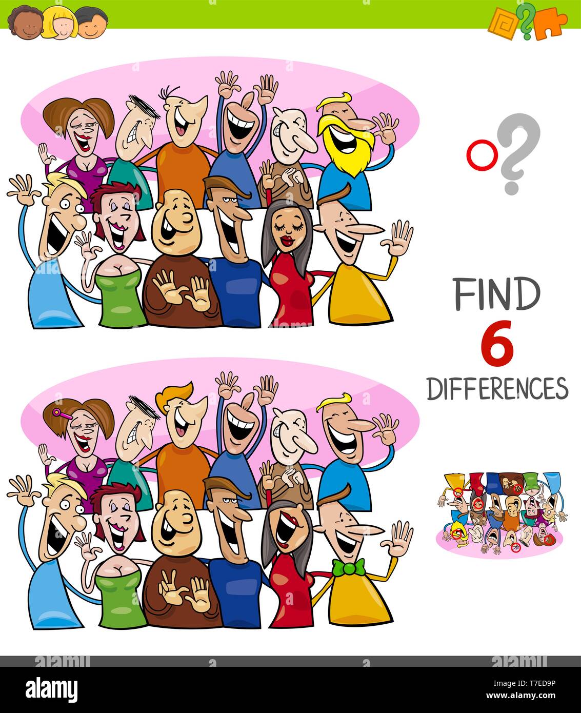 Cartoon Illustration of Finding Six Differences Between Pictures ...
