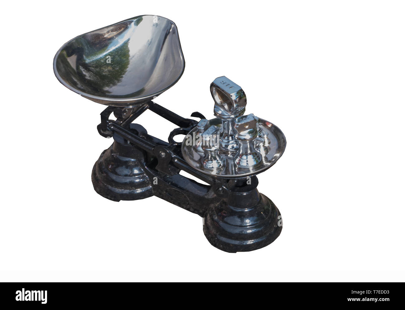 Old classic weight scale Isolated on white background Stock Photo - Alamy