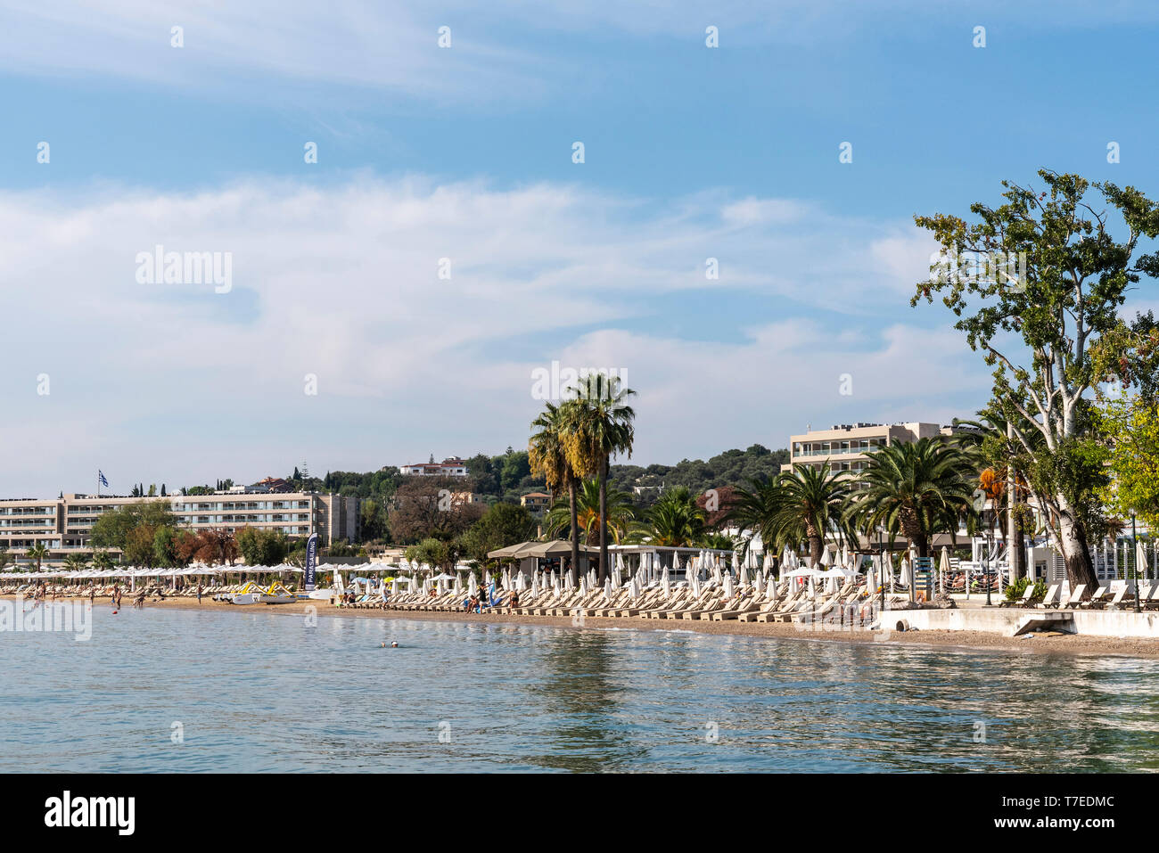 beach, hotel, Dassia, Corfu Island, Ionian Islands, Mediterranean Sea ...