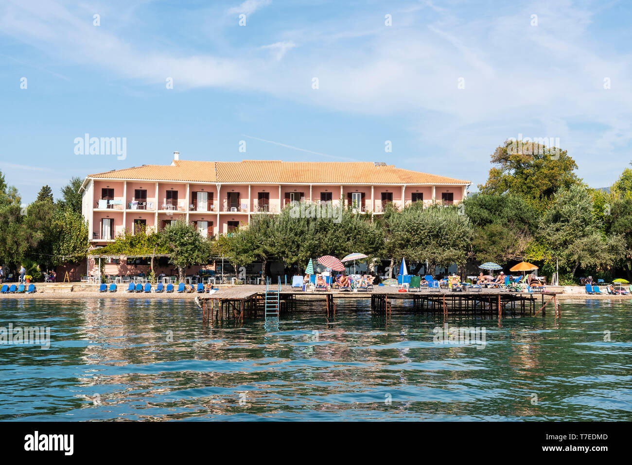 beach, hotel, Dassia, Corfu Island, Ionian Islands, Mediterranean Sea ...