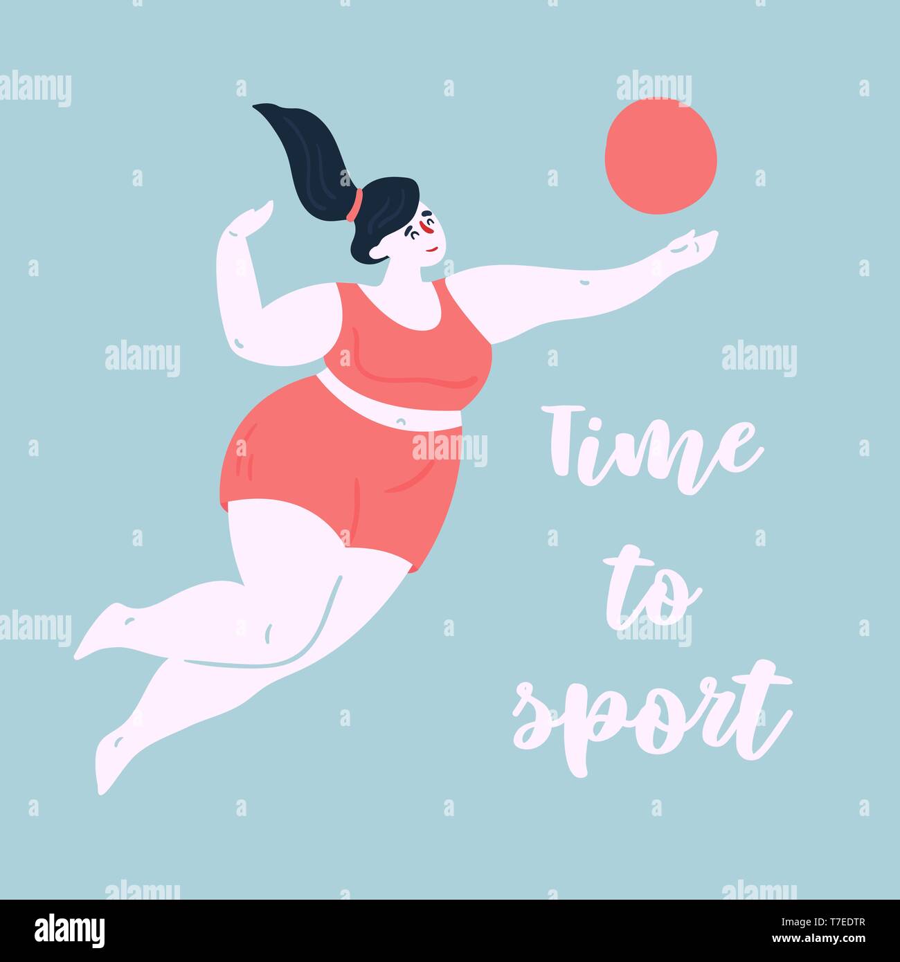 Time to sport. Woman exercising in volleyball Stock Vector Image & Art ...