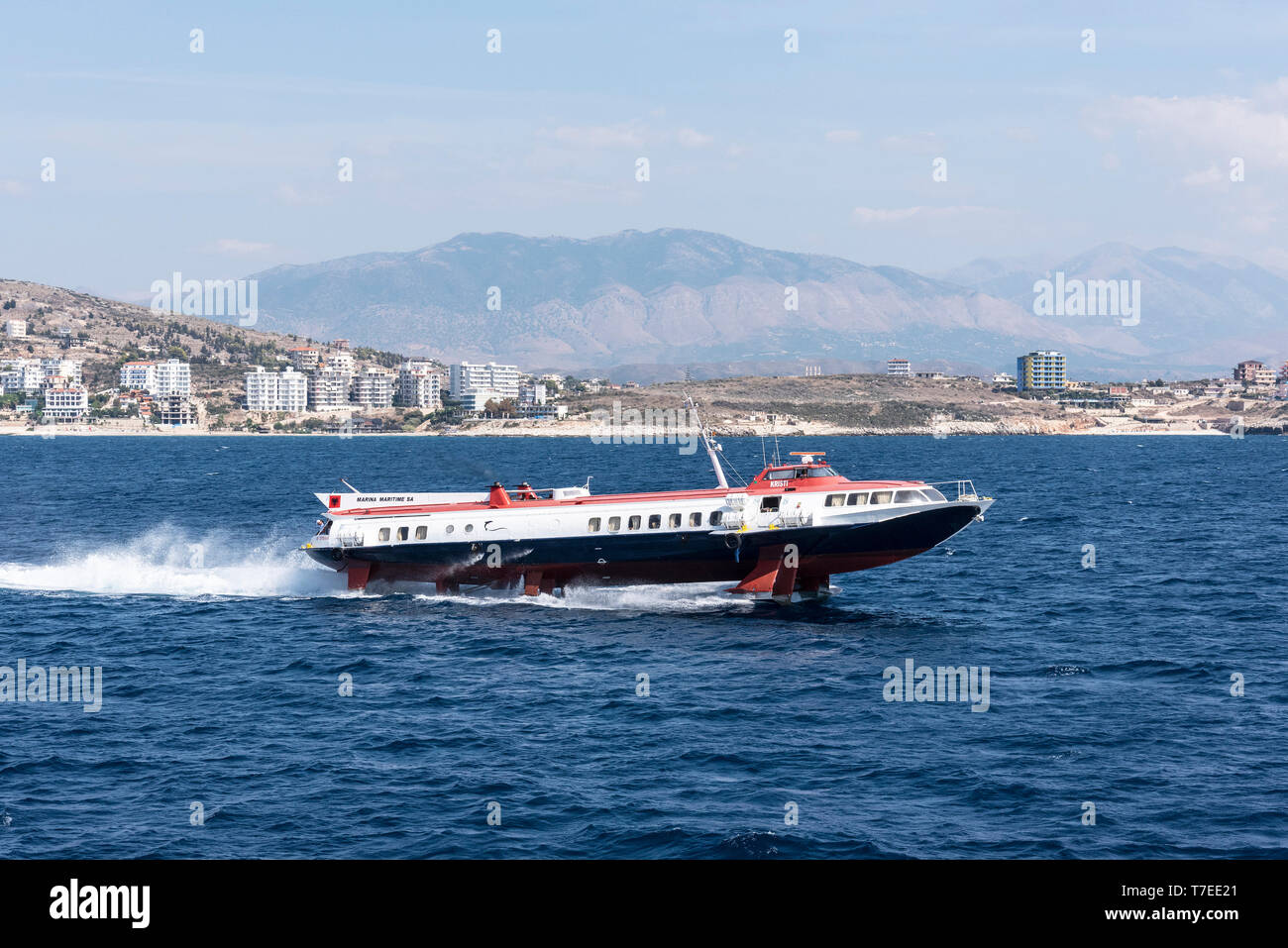 hydrofoil, ferry, Saranda, Ionian Sea, Albania Stock Photo - Alamy