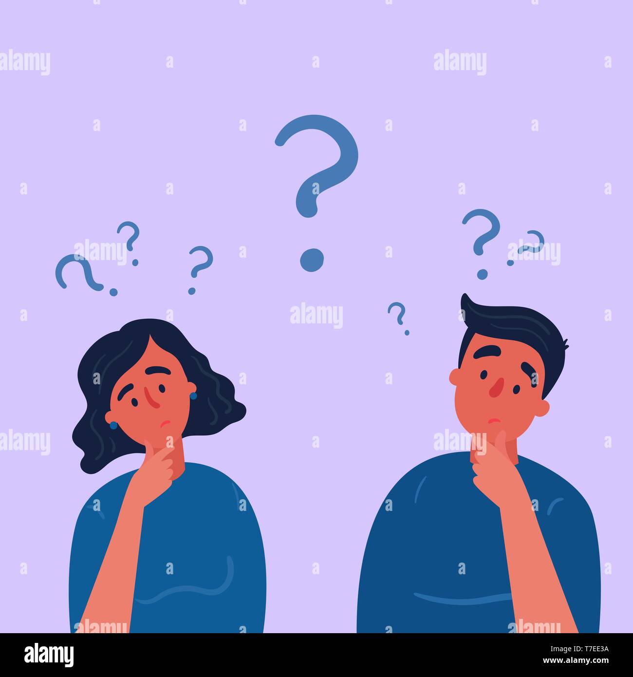Couple of man and woman having a question marks Stock Vector Image ...