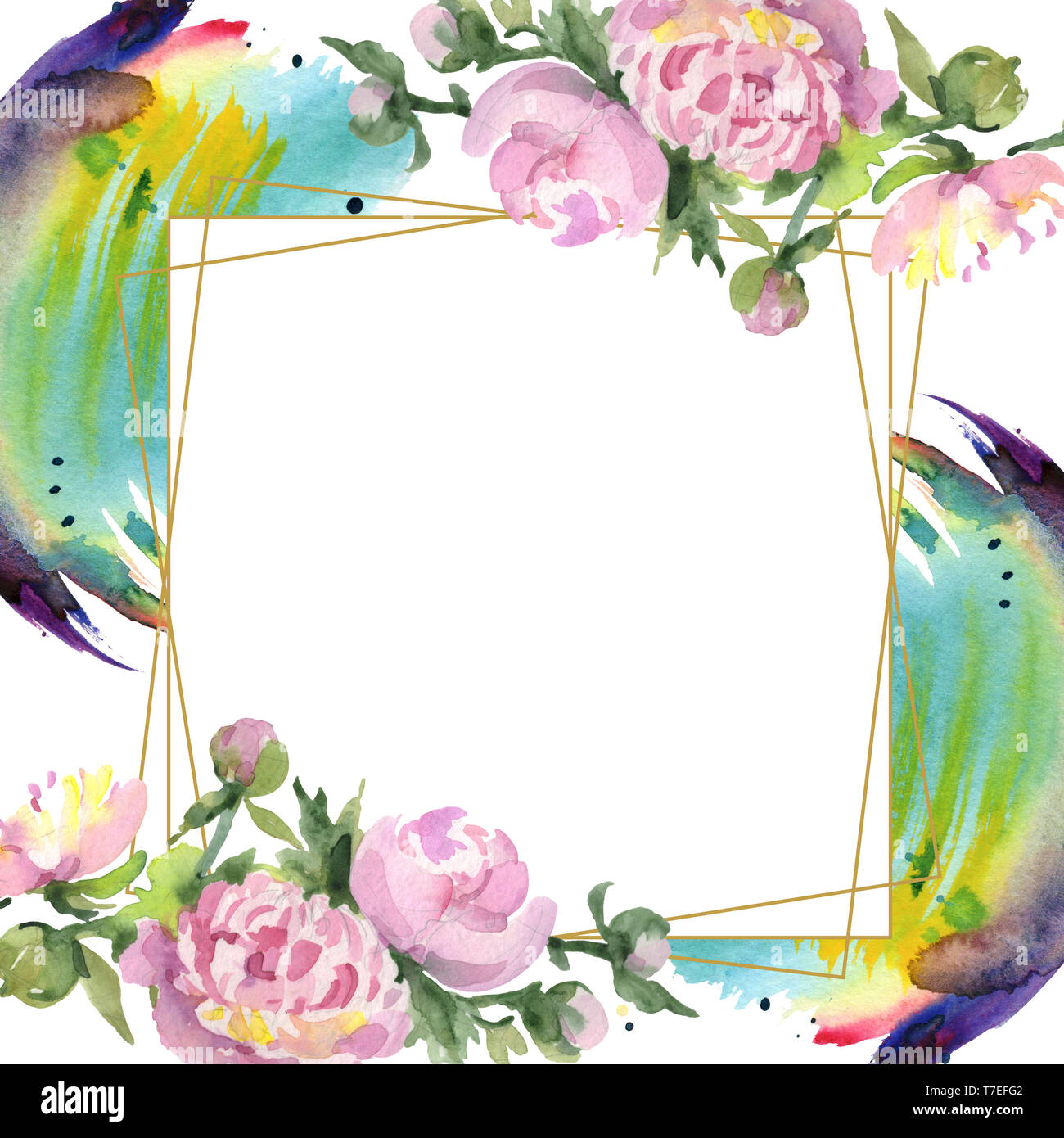 Peony bouquet floral botanical flowers. Wild spring leaf wildflower ...