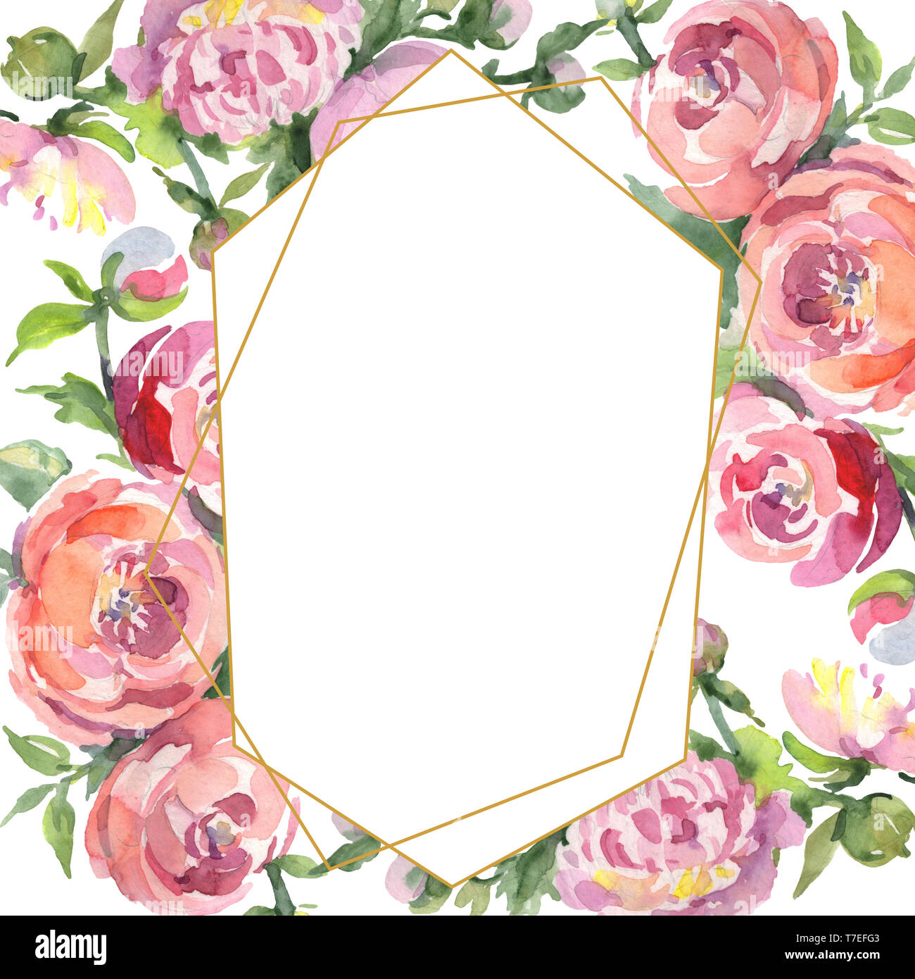 Peony bouquet floral botanical flowers. Wild spring leaf wildflower ...