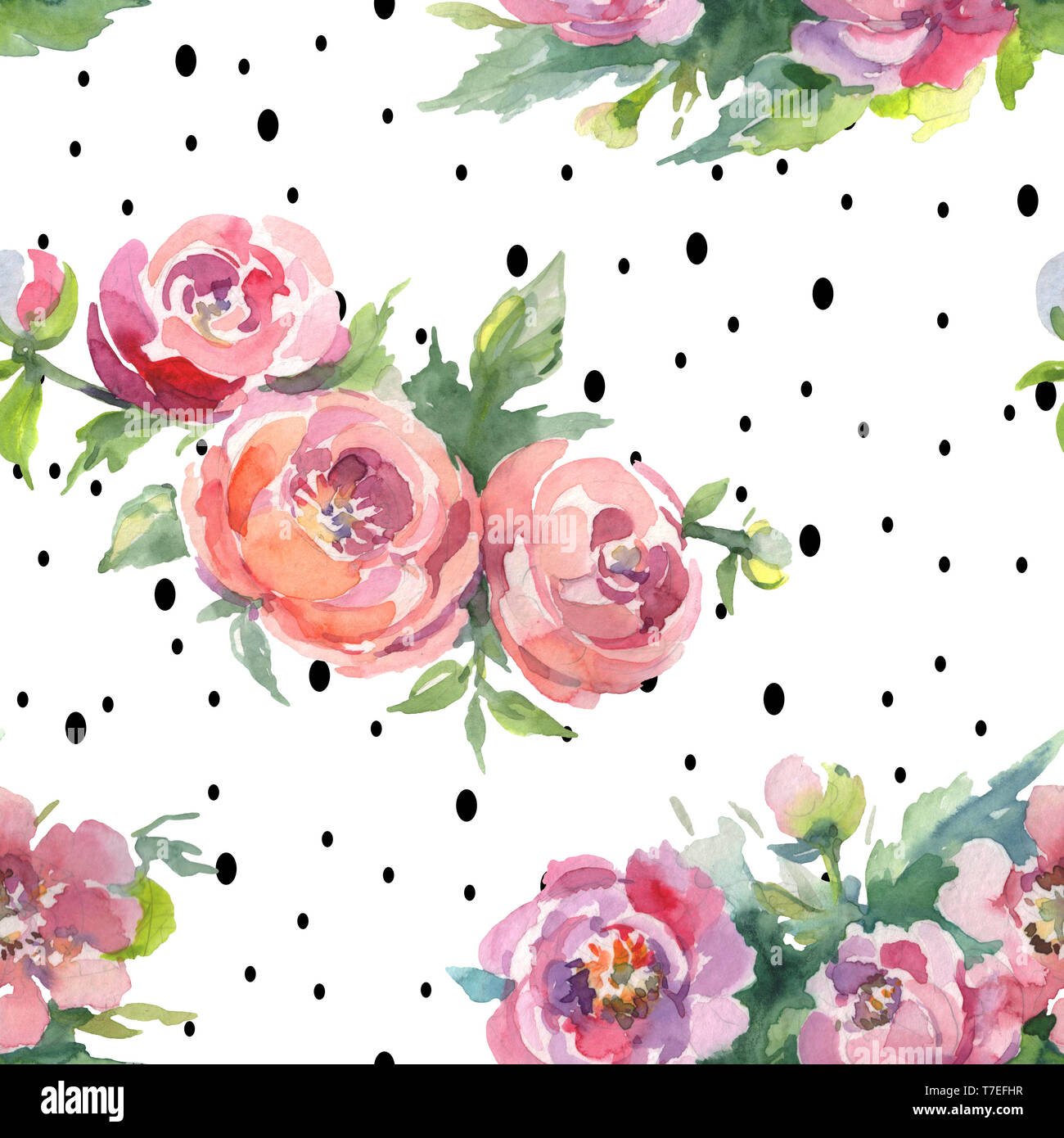 Peony bouquet floral botanical flowers. Wild spring leaf wildflower ...