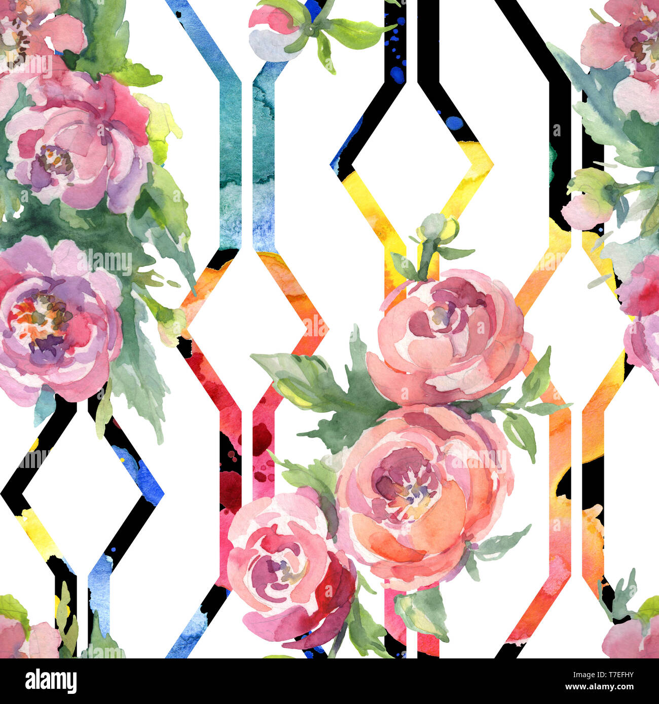 Peony bouquet floral botanical flowers. Wild spring leaf wildflower ...