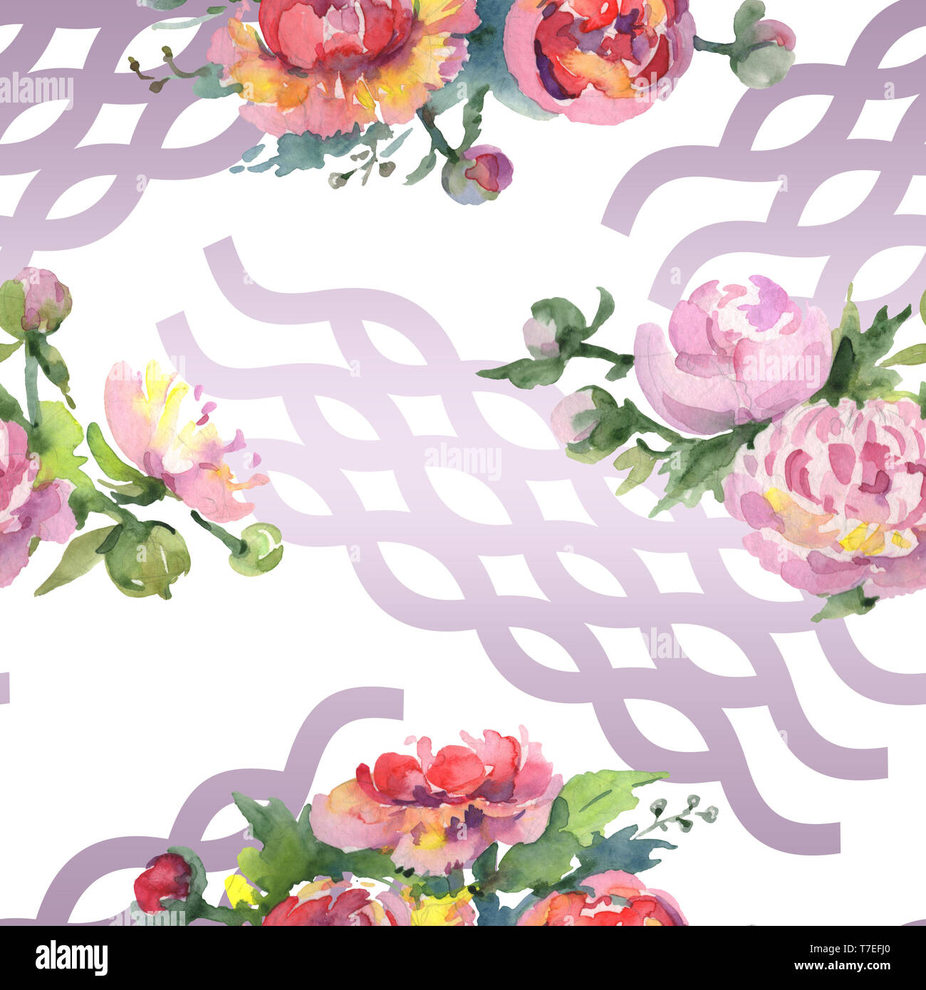 Peony bouquet floral botanical flowers. Wild spring leaf wildflower ...