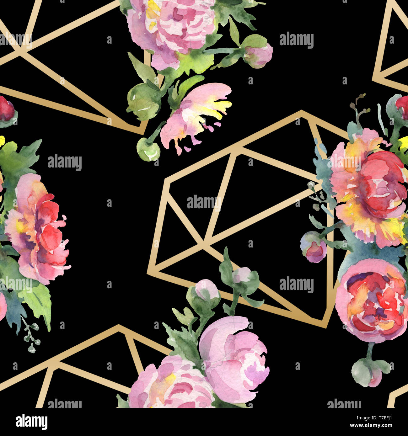 Peony bouquet floral botanical flowers. Wild spring leaf wildflower ...