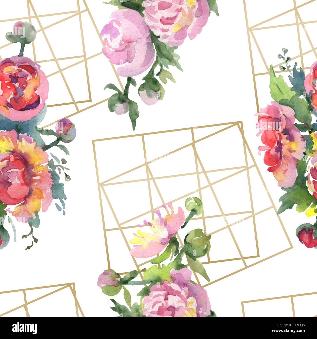 Peony bouquet floral botanical flowers. Wild spring leaf wildflower ...