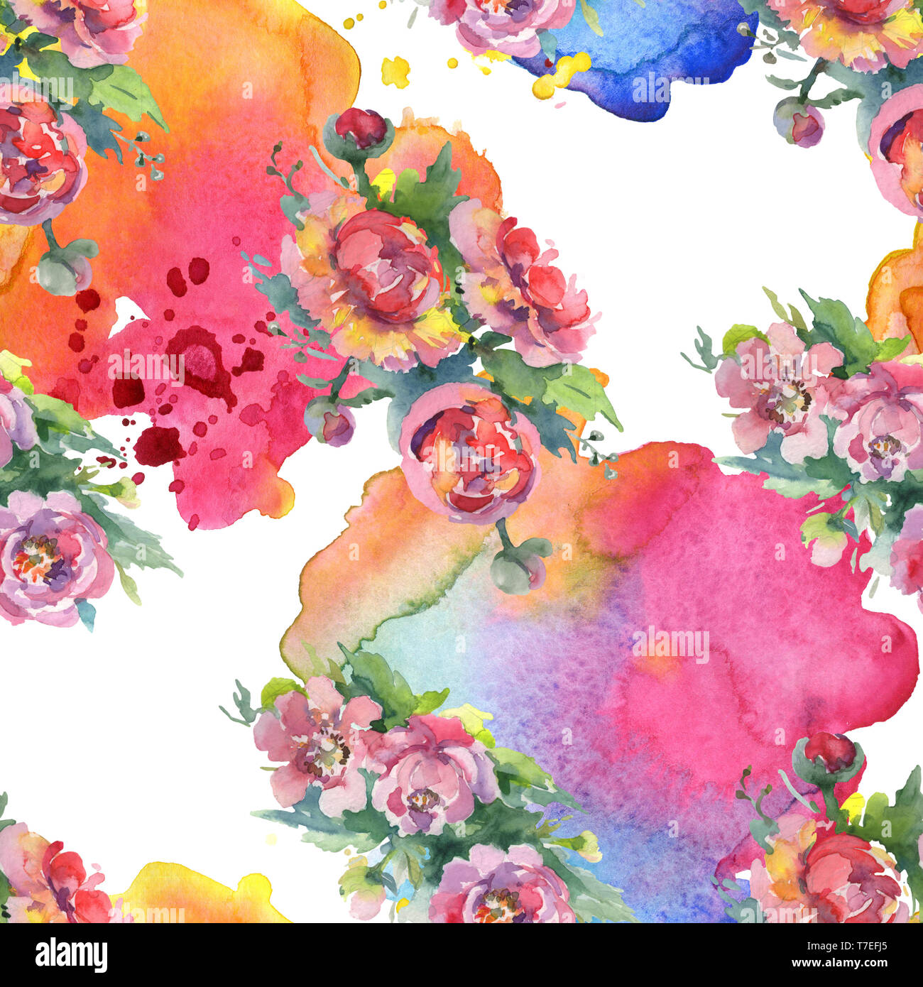 Peony bouquet floral botanical flowers. Wild spring leaf wildflower ...