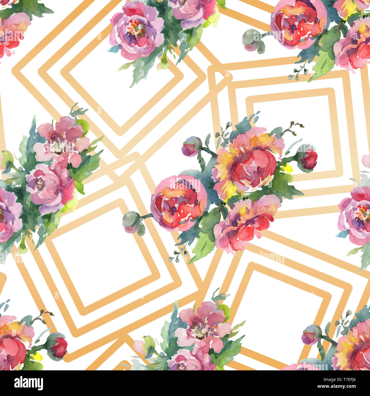 Peony bouquet floral botanical flowers. Wild spring leaf wildflower ...