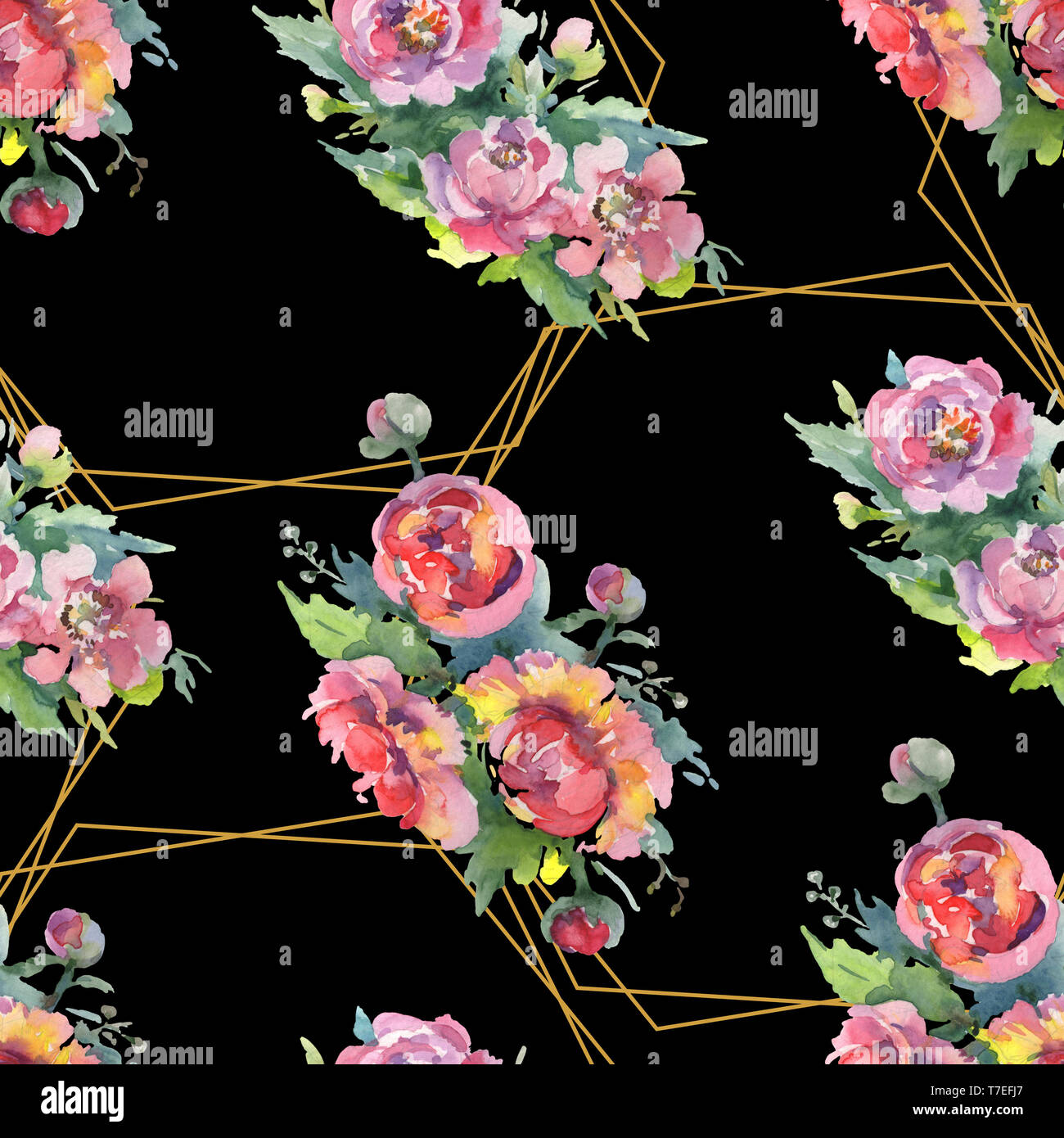 Peony bouquet floral botanical flowers. Wild spring leaf wildflower ...