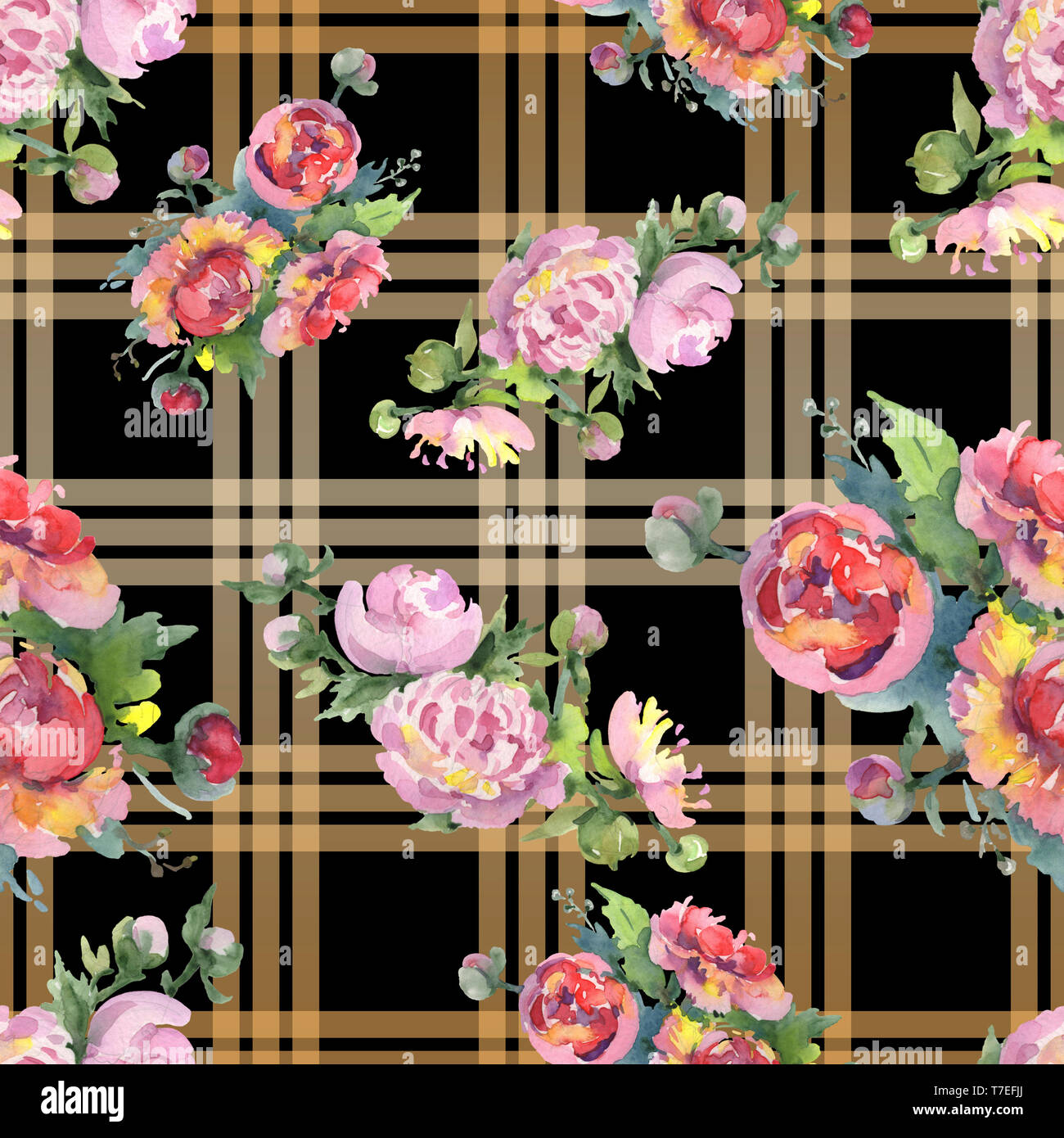 Peony bouquet floral botanical flowers. Wild spring leaf wildflower ...