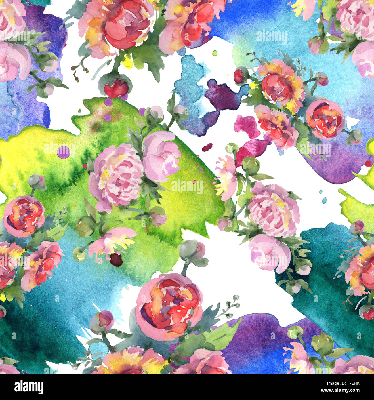 Peony bouquet floral botanical flowers. Wild spring leaf wildflower ...