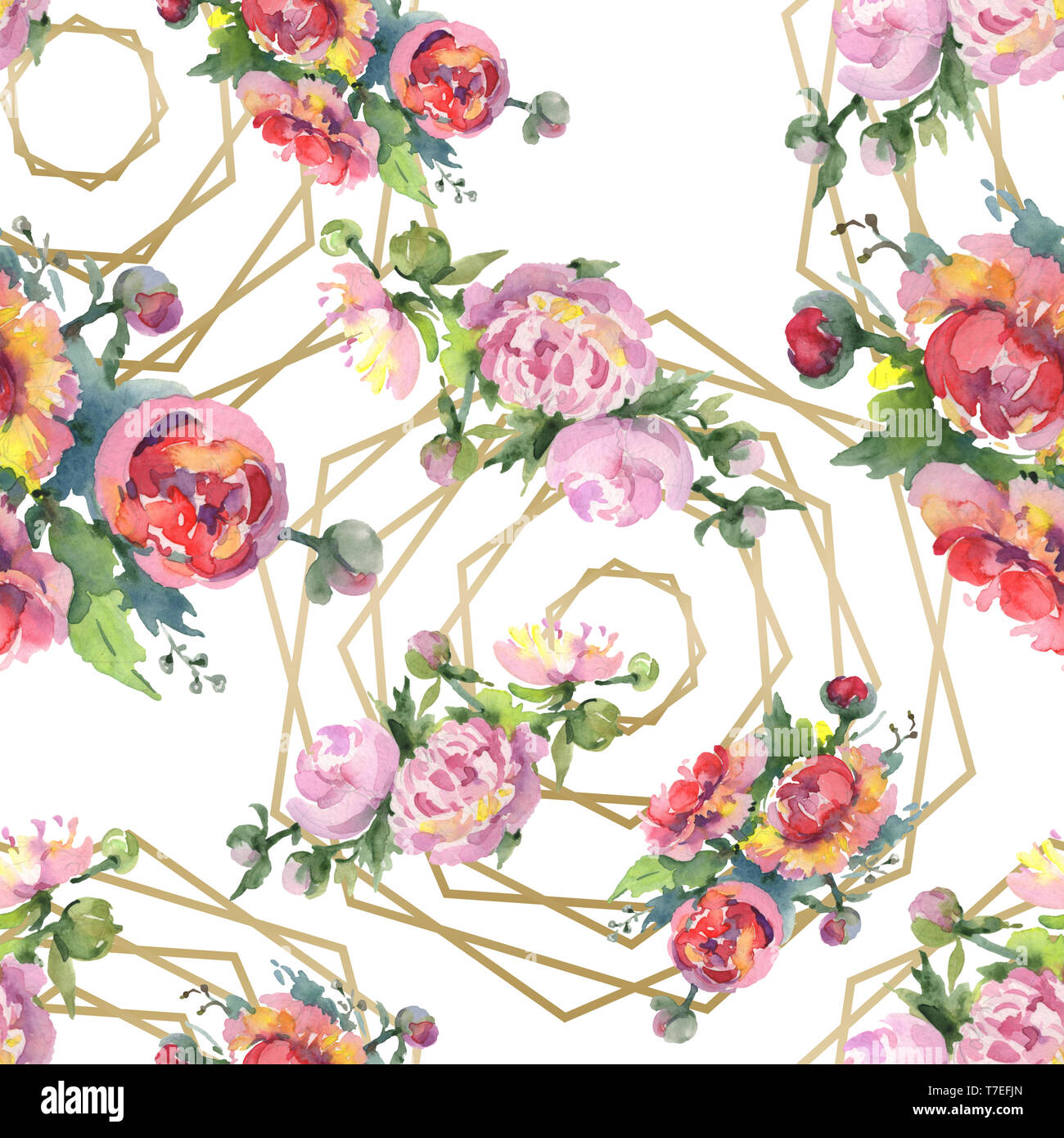 Peony bouquet floral botanical flowers. Wild spring leaf wildflower ...