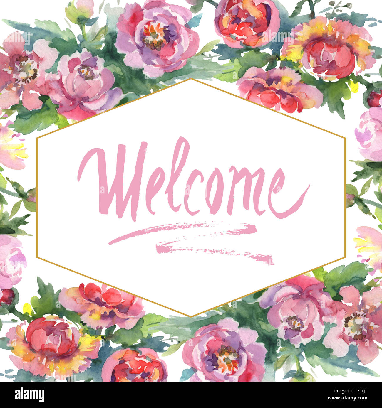 Peony bouquet floral botanical flowers. Wild spring leaf wildflower ...