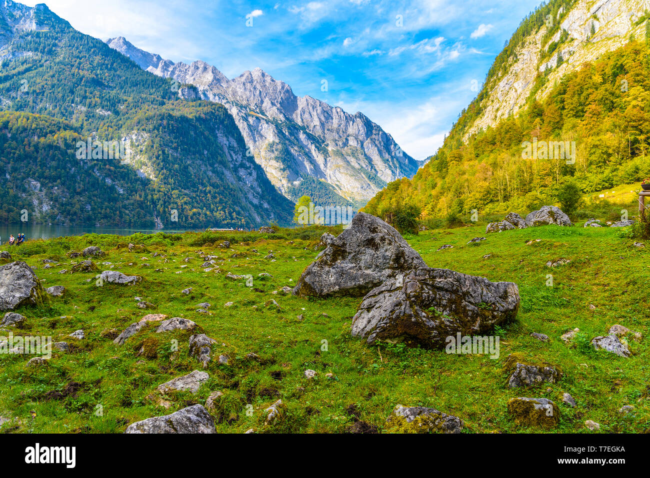 Boulder stones in Koenigssee, Konigsee, Berchtesgaden National Park ...
