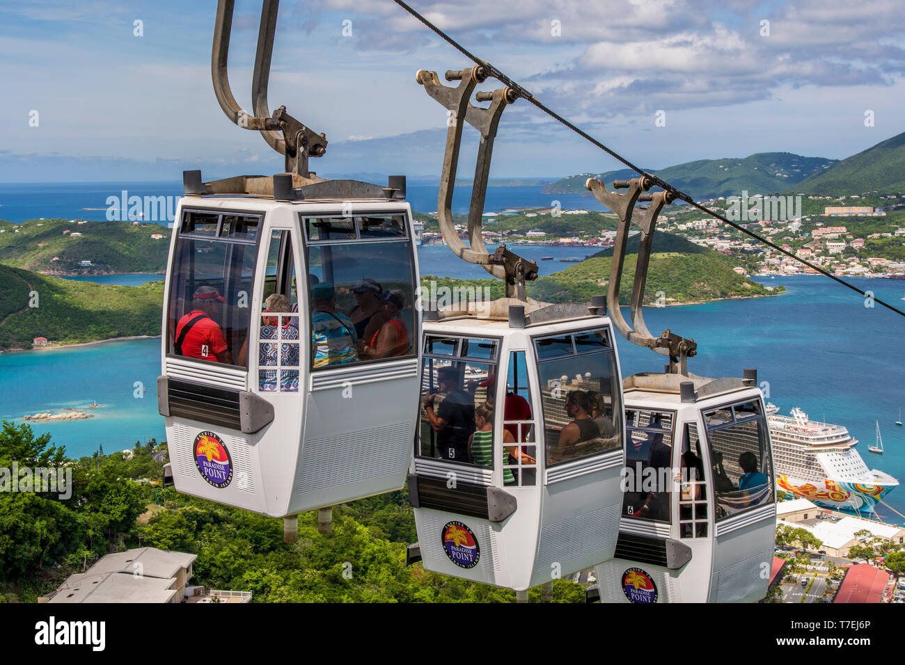 Skyride aerial tram gondolas, Cruise Terminal, Charlotte Amalie, St ...