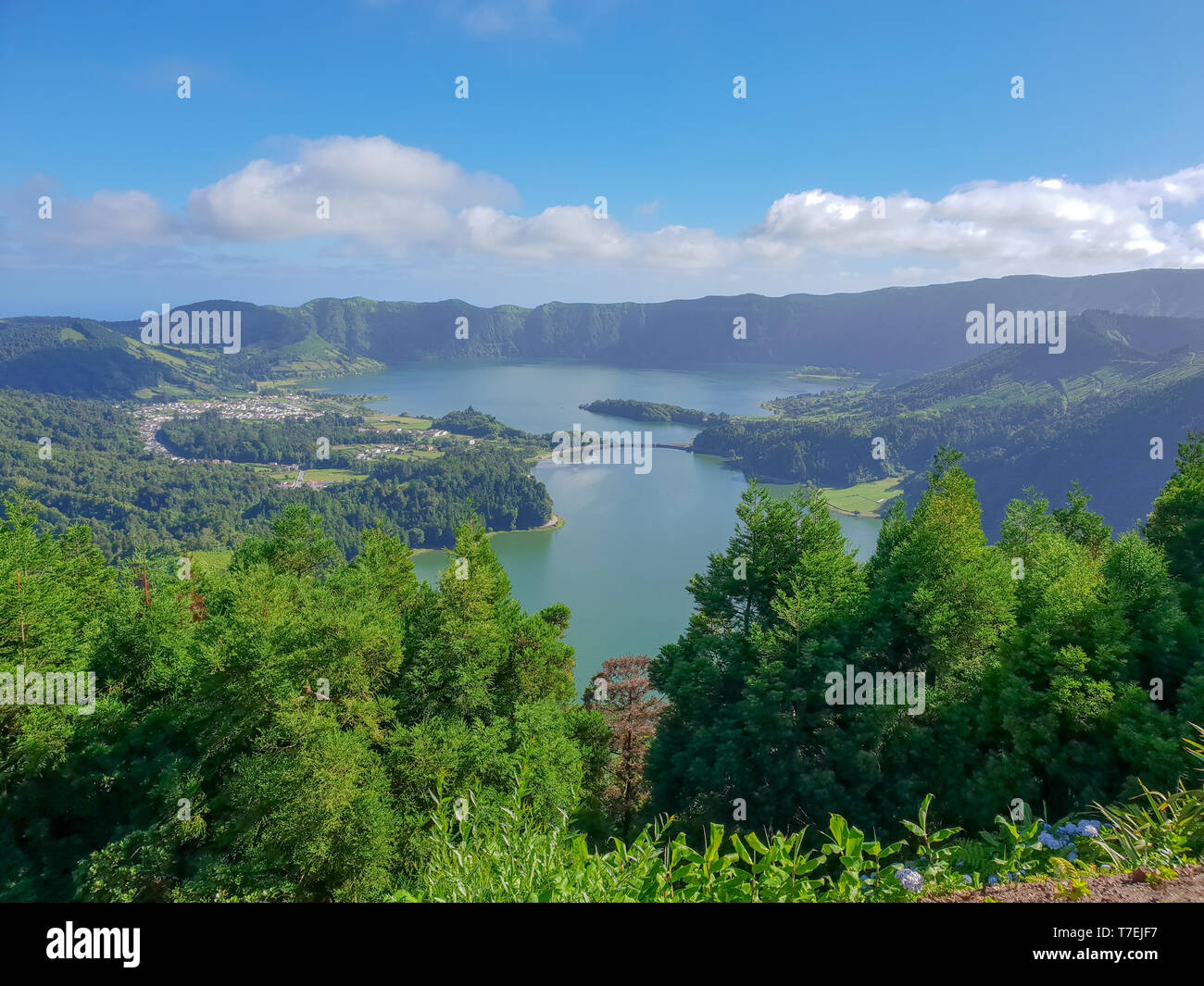 Image of lake of Sete Cidades from Vista do Rei viewpoint in Sao Miguel ...